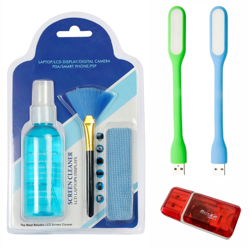 Premium Cleaning Kit with 2 USB LED Light and Micro SD Card Reader ...