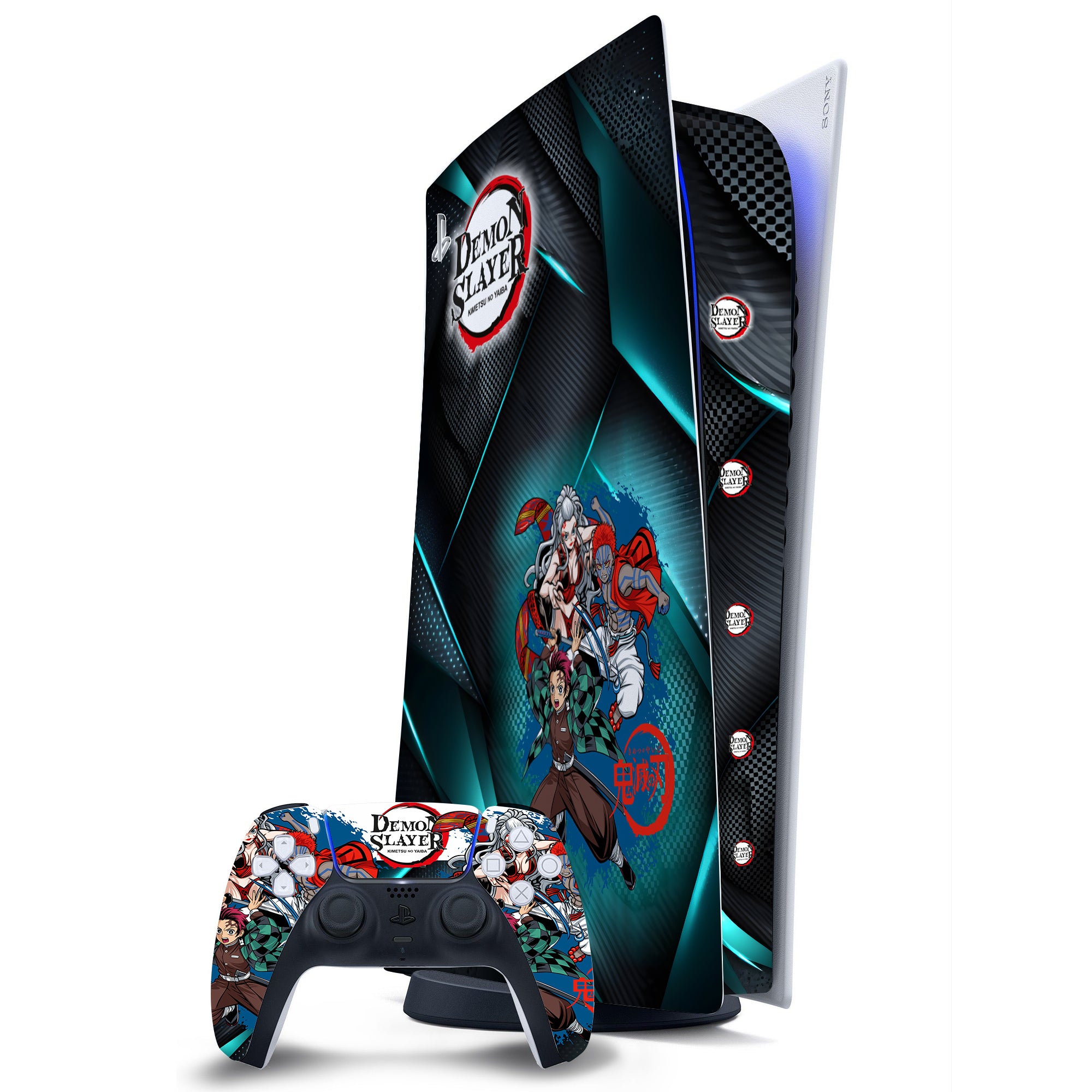 3D Embossed PS5 Console & Controller Skin Set - Daki Gyutaro Tanjiro ...