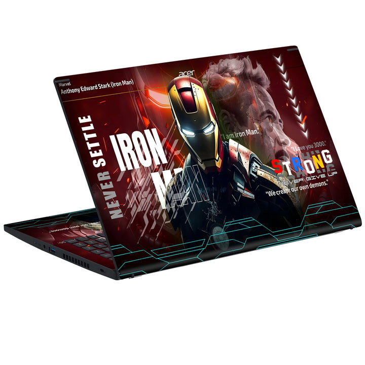 Iron Man Stark Never Settle 3D Embossed Laptop Skin | Buy Online Now ...