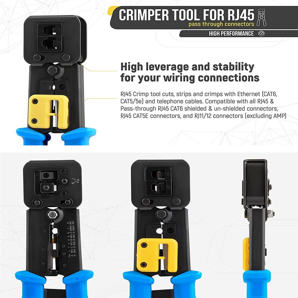 Ultimate Pass Through RJ45 Crimping Tool Kit | Create High-Quality ...