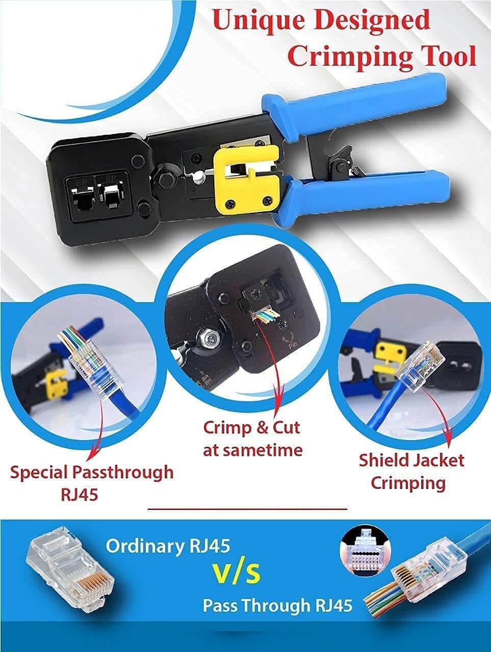 Ultimate Pass Through RJ45 Crimping Tool Kit | Create High-Quality ...