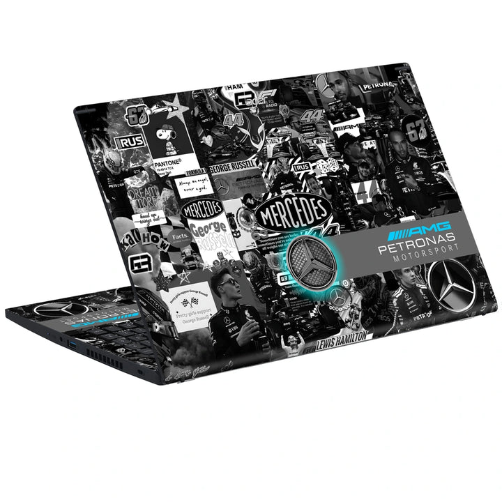Mercedes F1 Car Driver Collage Laptop Skin | 3D Embossed 3M Vinyl ...