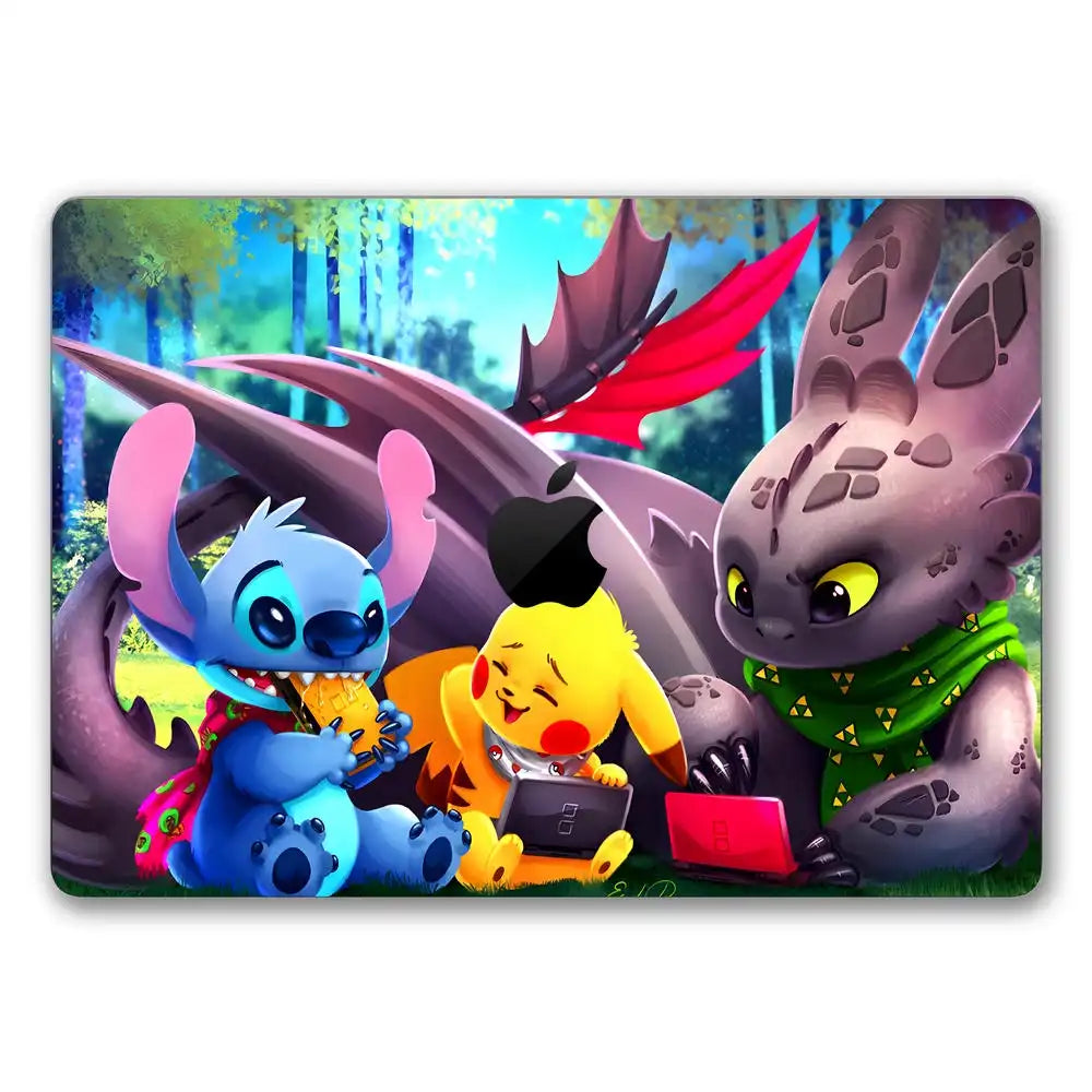 Stitch Pikachu Toothless Cartoon Friends Laptop Skin for MacBook | Buy ...