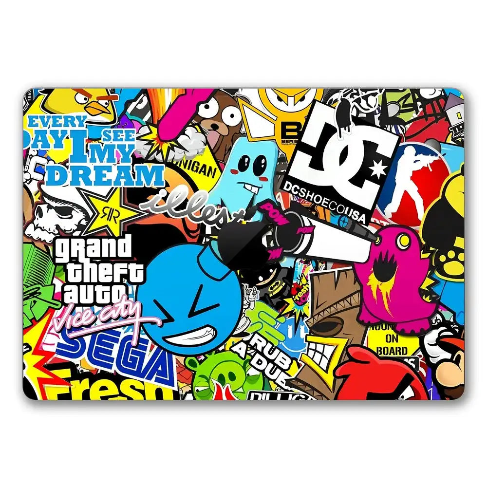 DC Sticker Bomb Laptop Skin for MacBook | Buy Online Now – SkinsLegend
