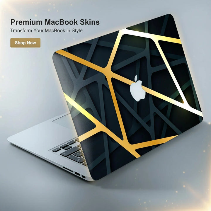 Black Golden Art 3D Laptop Skin for MacBook | Buy Online Now – SkinsLegend