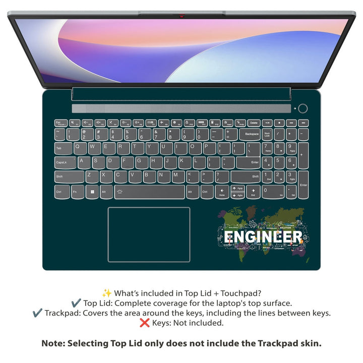 Shop Engineer World Map Laptop Skin for Lenovo | Buy Online Now ...