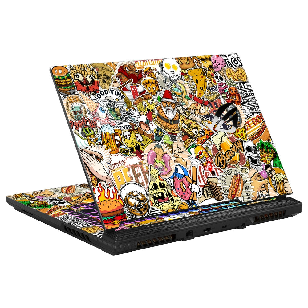 Shop Pizza Sticker Bomb Laptop Skin for Asus | Buy Online Now – SkinsLegend