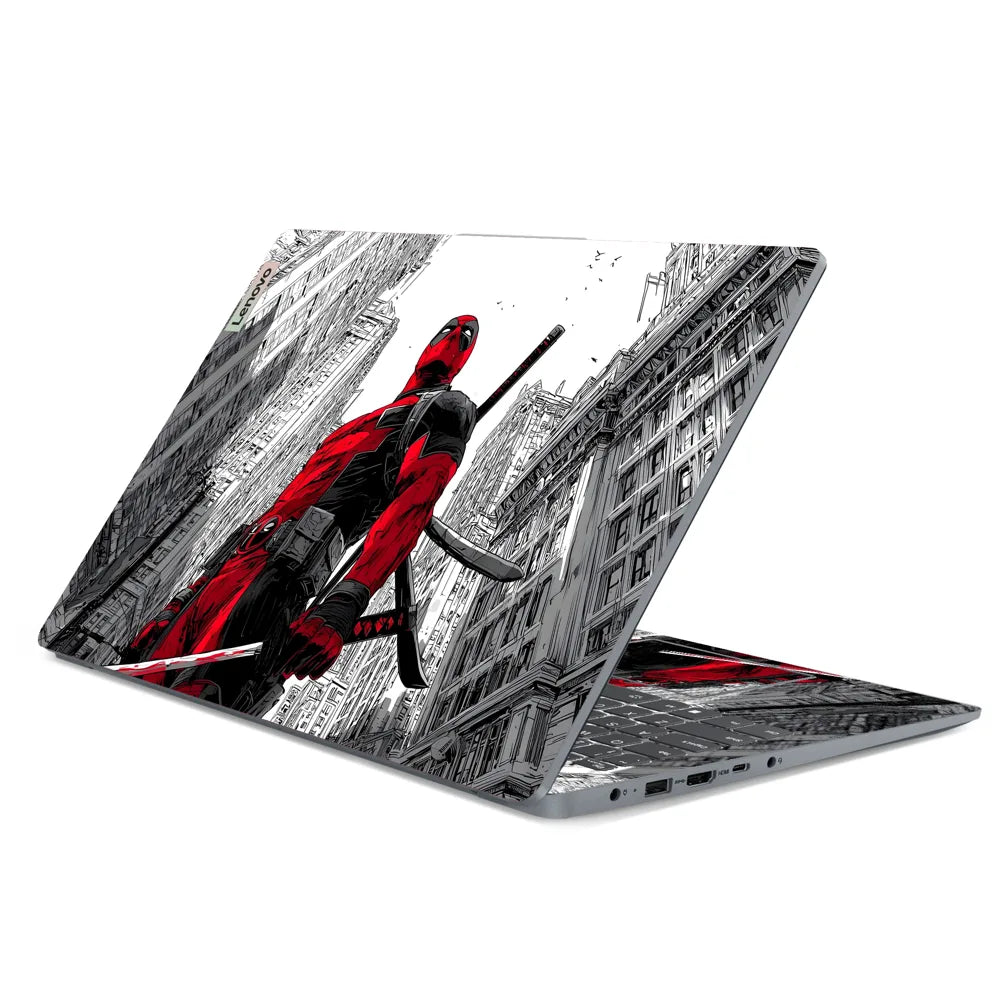 Deadpool City Rooftop Vector Art Laptop Skin | 3D Embossed 3M Vinyl ...