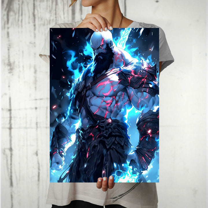 High-Quality Metal Posters - Monster killer Blue Fire Hero | Vibrant ...