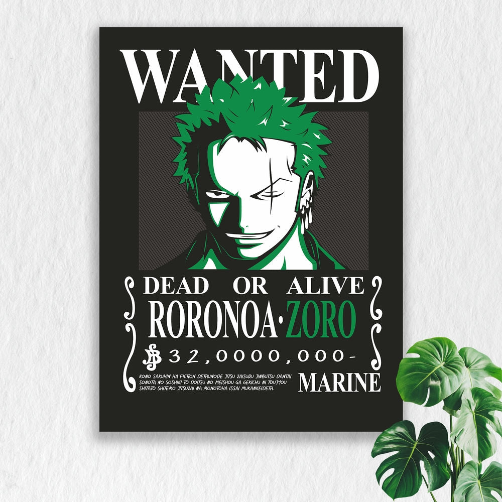 Self Adhesive Textured Vinyl Poster - Wanted Poster Roronoa Zoro One P ...