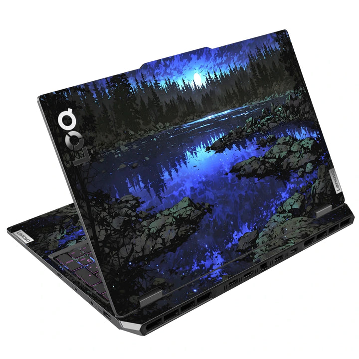Forest Lake Night Minimalist Blue Laptop Skin | 3D Embossed 3M Vinyl ...