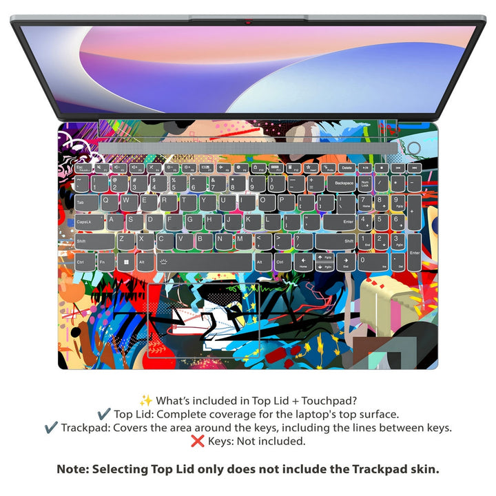Shop Multicolour Graffiti Art Laptop Skin for Lenovo | Buy Online Now ...