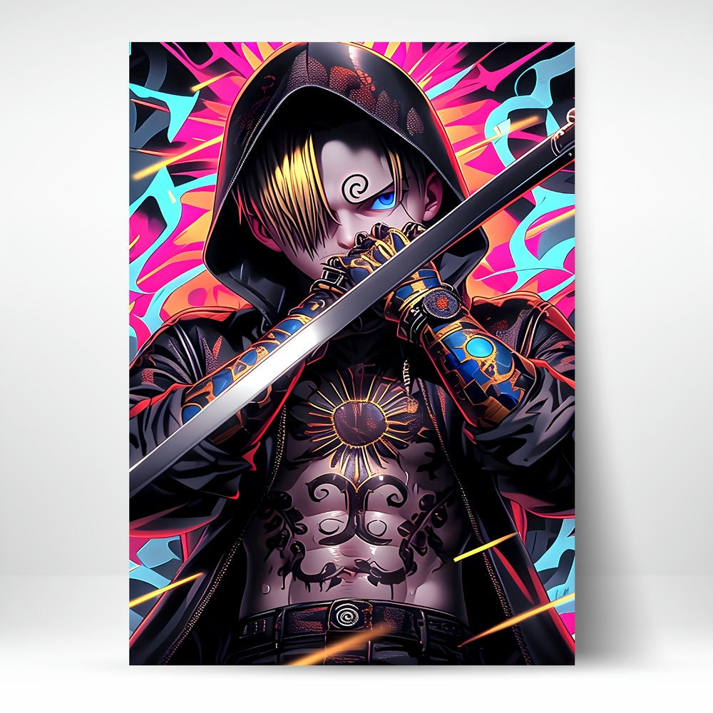 High-Quality Metal Posters - Anime Golden-Haired Blademaster | Vibrant ...