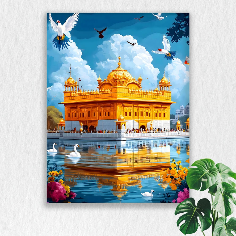 Self Adhesive Textured Vinyl Poster - Golden Temple with Blue Sky ...
