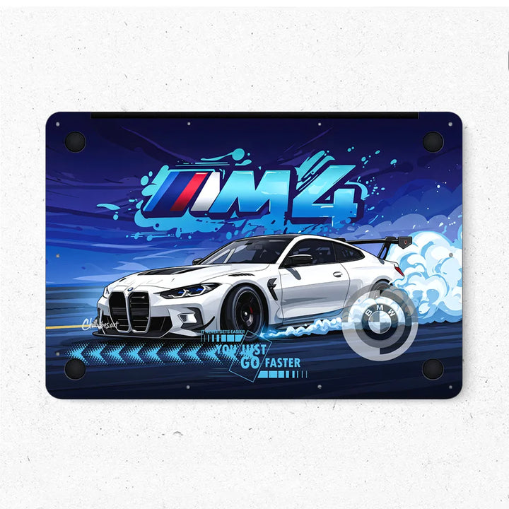 BMW M4 White Coupe Blue Racing Laptop Skin for MacBook | Buy Online Now ...