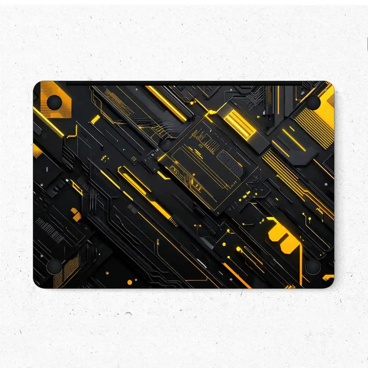 Futuristic Yellow and Black Circuit Board Design Laptop Skin for ...