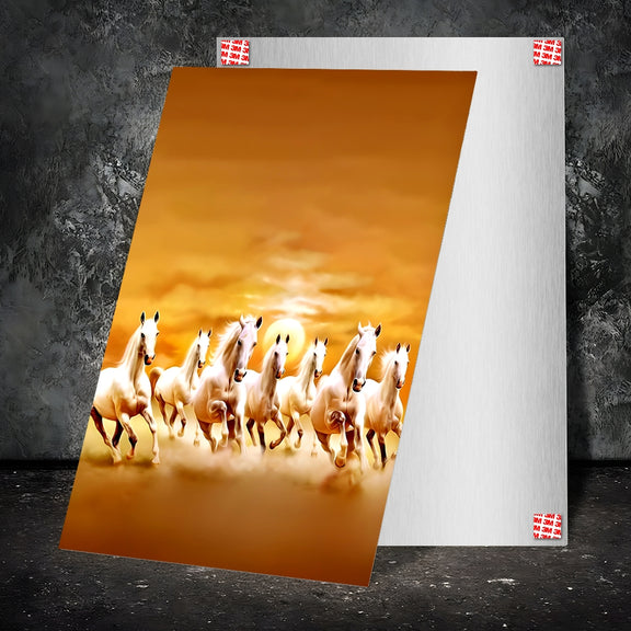 High-Quality Metal Posters - Seven Horse Rising Sun | Vibrant Colors ...