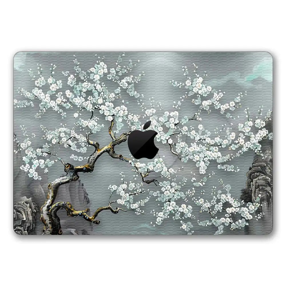 White Sakura Blossom Art Laptop Skin for MacBook | Buy Online Now ...