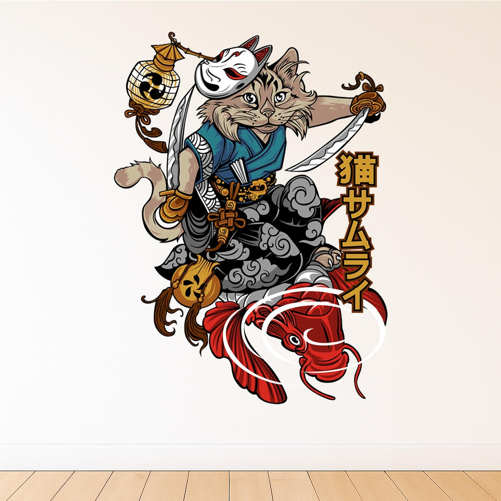 Japanese Oni Cat Art Premium Large Size Wall Decal | Buy Online Now ...