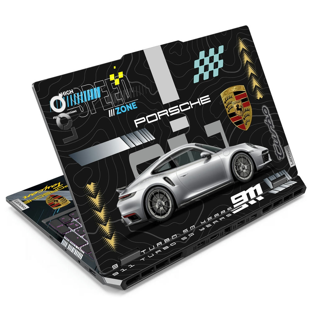 Shop Silver Porsche 911 Turbo S Black Topographic Speed Zone Design ...