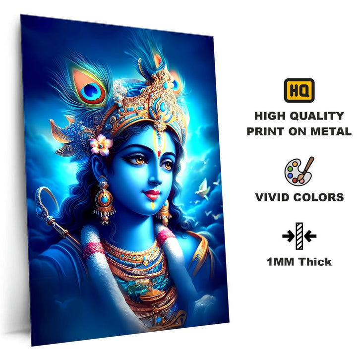 High-Quality Metal Posters - Lord Krishna LK07 | Vibrant Colors & Sharp ...