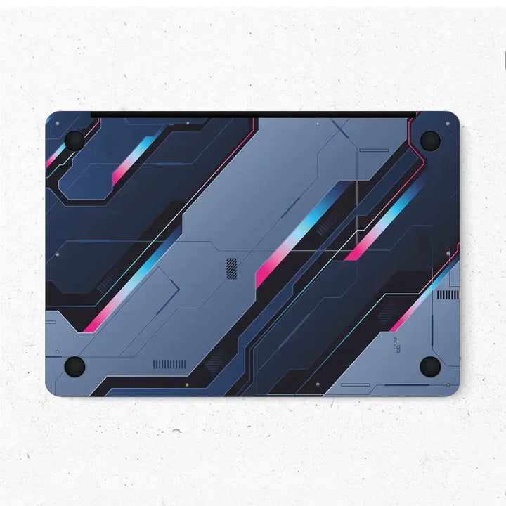 Futuristic Tech Circuit Art in Blue and Gray Laptop Skin for MacBook ...