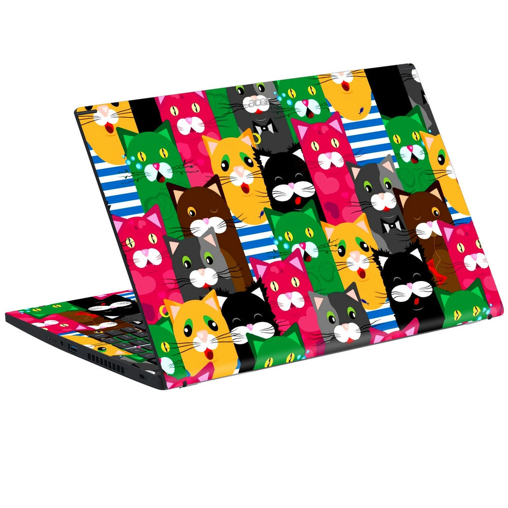 Shop Multicolor Cat Faces Laptop Skin for Acer | Buy Online Now ...