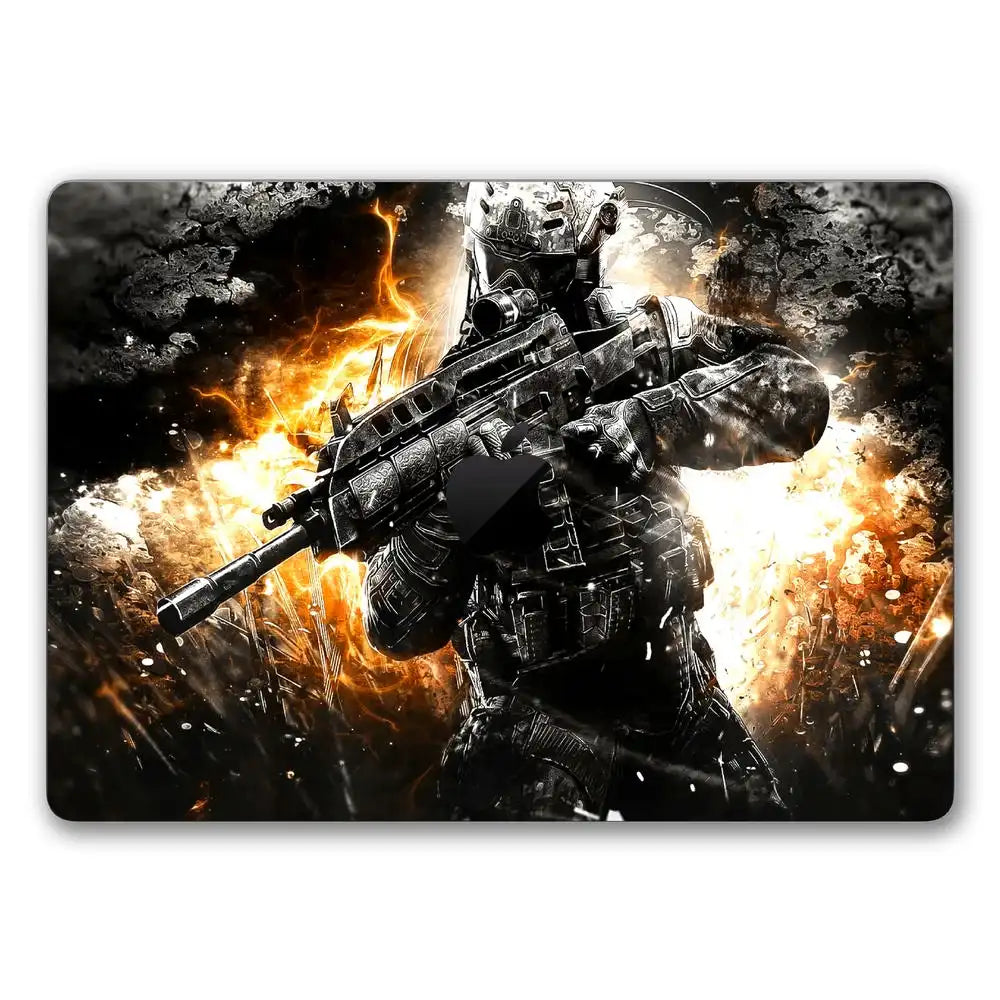 Explosive Combat Soldier Action Scene Laptop Skin for MacBook | Buy ...
