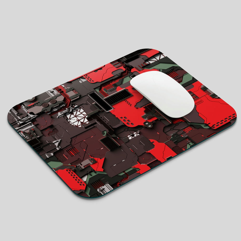 Stylish Tech Red GeometricAbstract Fluid Art Mouse Pad - Premium Desk ...