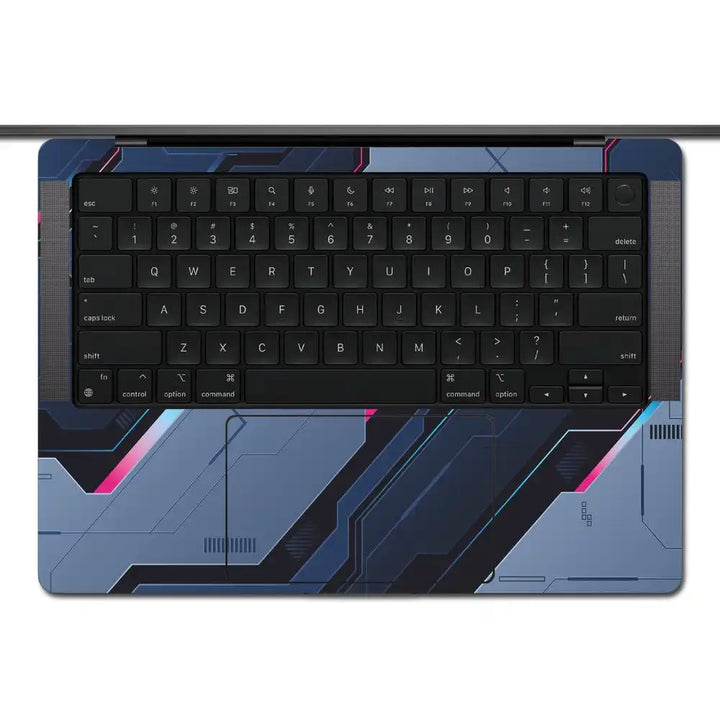 Futuristic Tech Circuit Art in Blue and Gray Laptop Skin for MacBook ...
