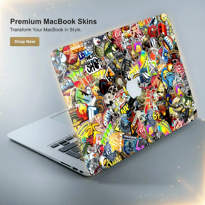 Colorful Sticker Bomb Collage Laptop Skin for MacBook | Buy Online Now ...