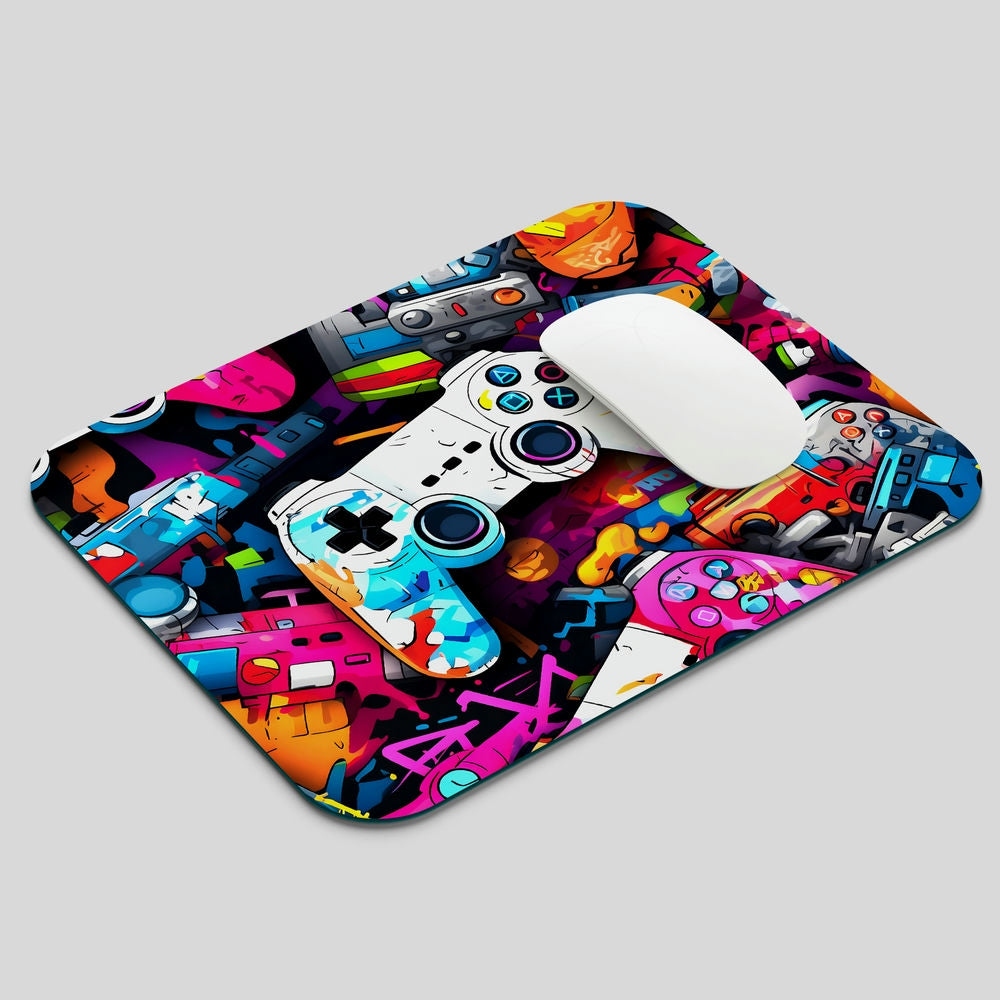 Stylish Retro Gaming PopAbstract Fluid Art Mouse Pad - Premium Desk ...