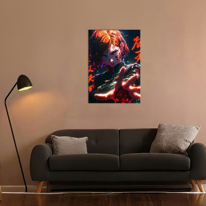 High-Quality Metal Posters - Anime Character with Rose Tattoo | Vibrant ...