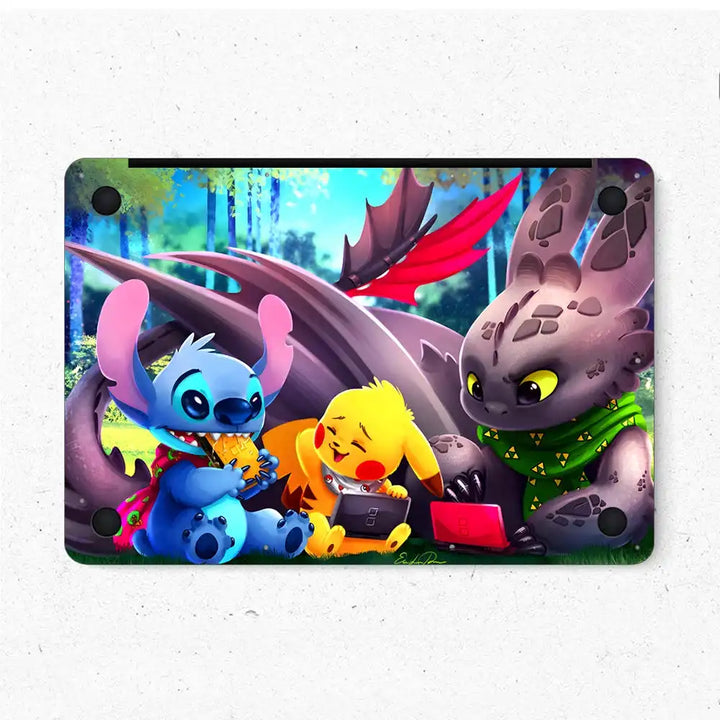 Stitch Pikachu Toothless Cartoon Friends Laptop Skin for MacBook | Buy ...