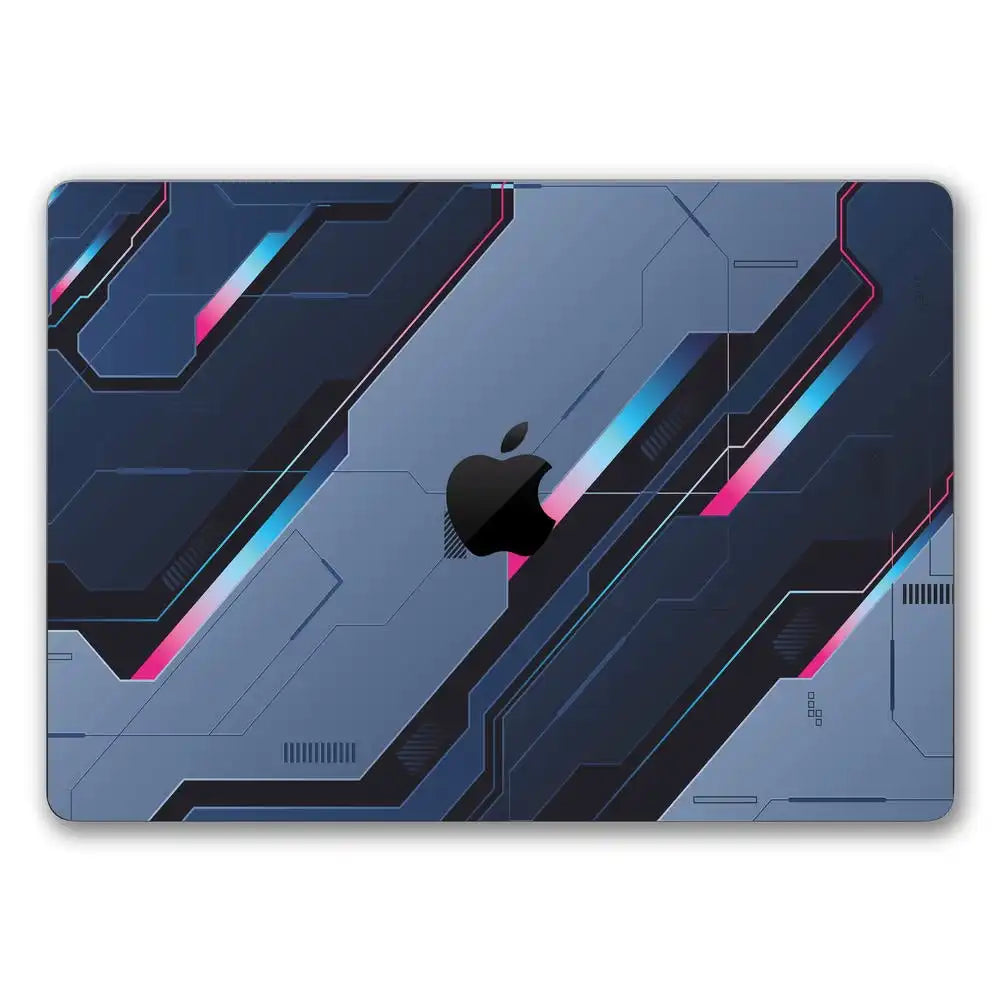 Futuristic Tech Circuit Art in Blue and Gray Laptop Skin for MacBook ...