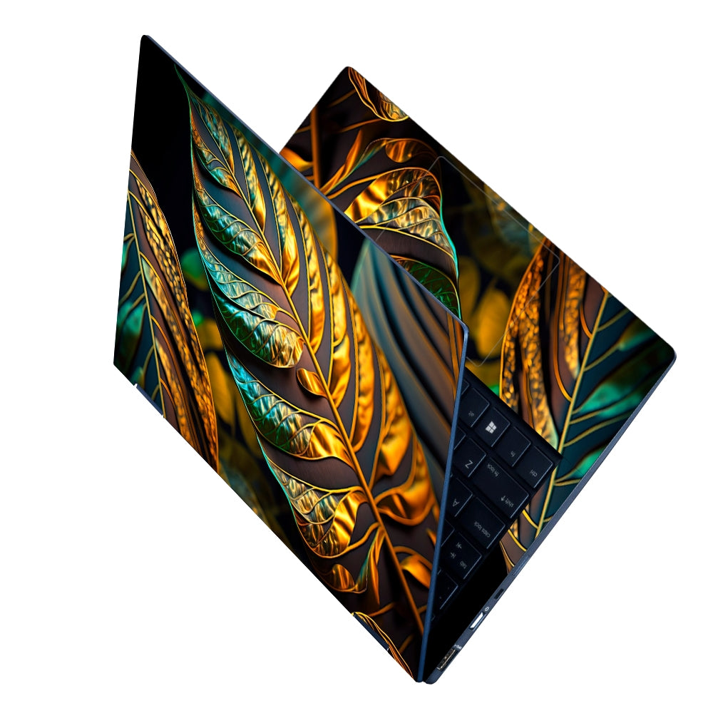 Shop Tropical Leaves Gold and Black Illustration Laptop Skin | Buy ...