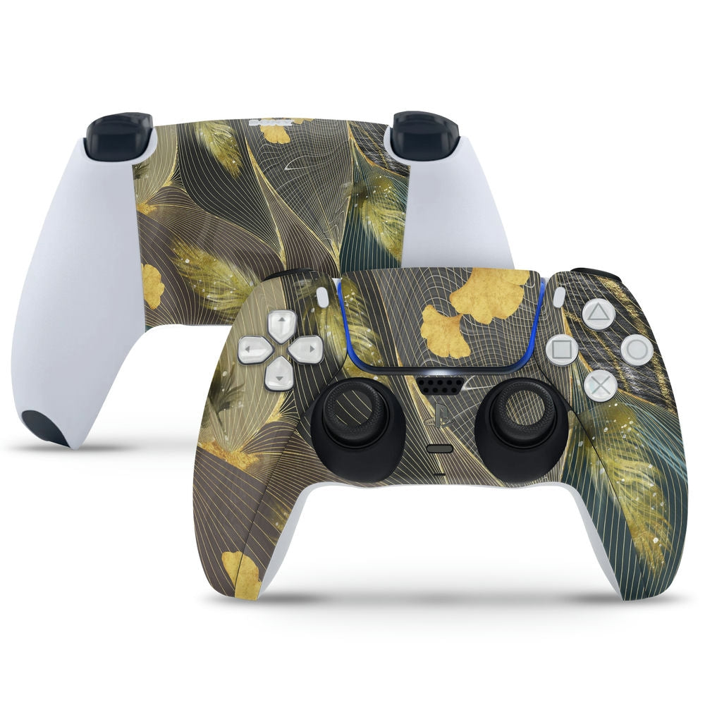 PlayStation 5 Controller Skin - Golden Petals on Leaf Design – SkinsLegend