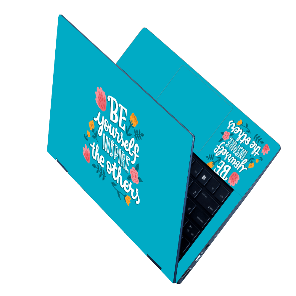 Shop Be Yourself Lettering With Flowers Laptop Skin | Buy Online Now ...