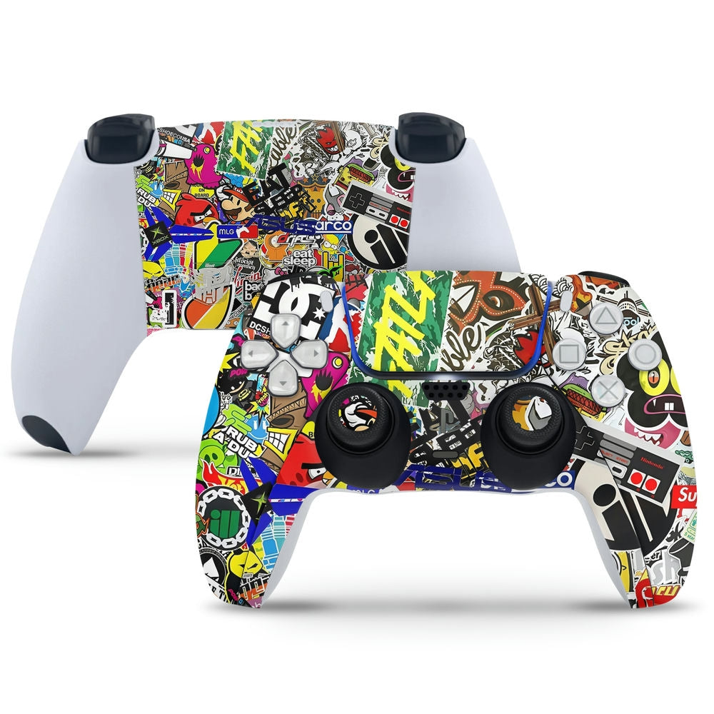 PlayStation 5 Controller Skin - Sticker Bomb Eat Sleep – SkinsLegend