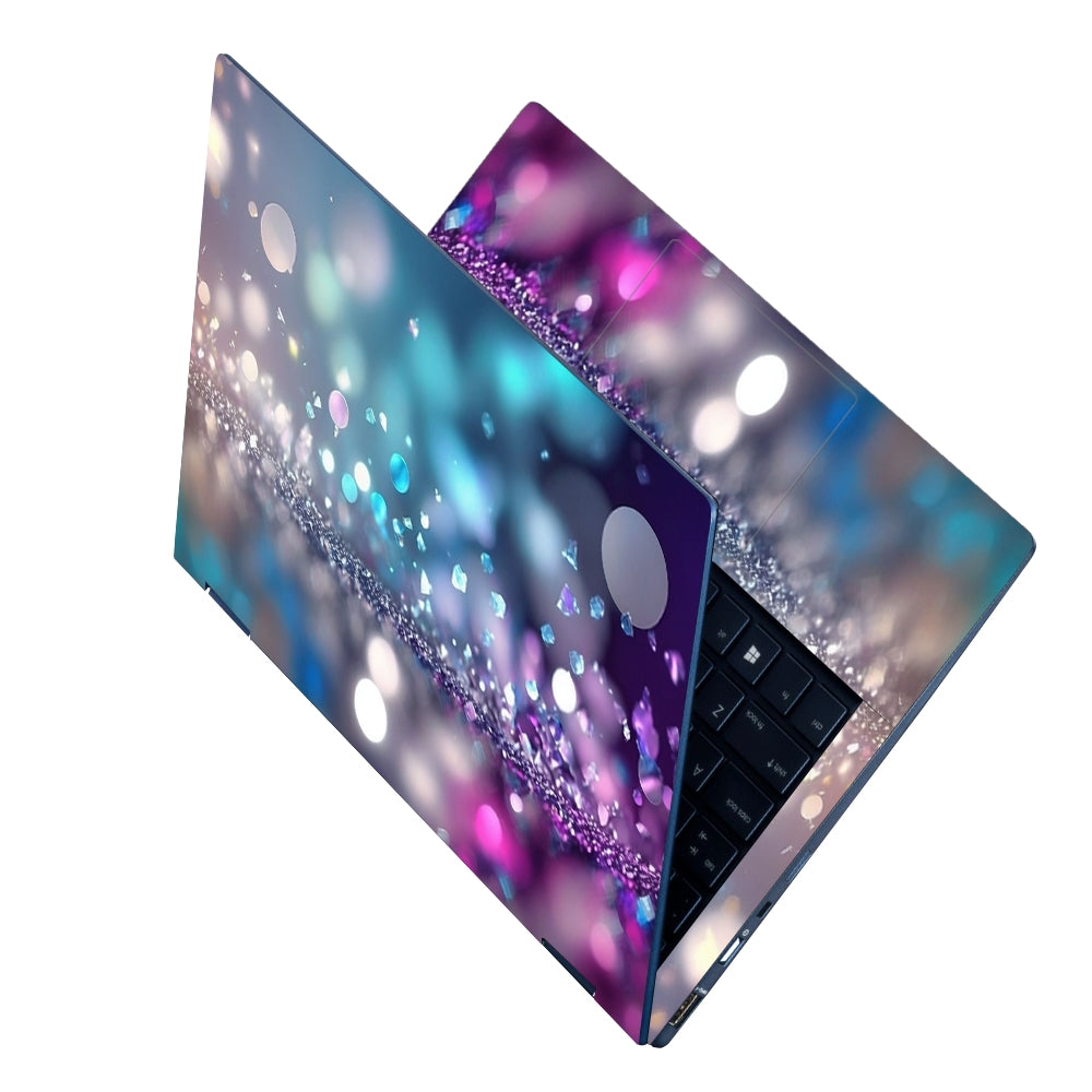 Shop Abstract Glitter Silver Purple Blue Lights Laptop Skin | Buy ...