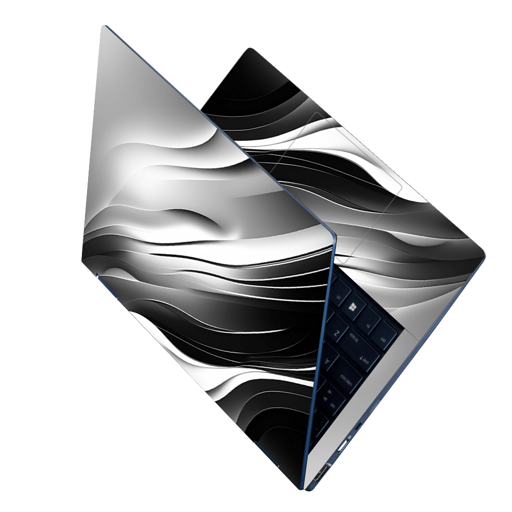 Shop Black and White Background Wavy Pattern Laptop Skin | Buy Online ...