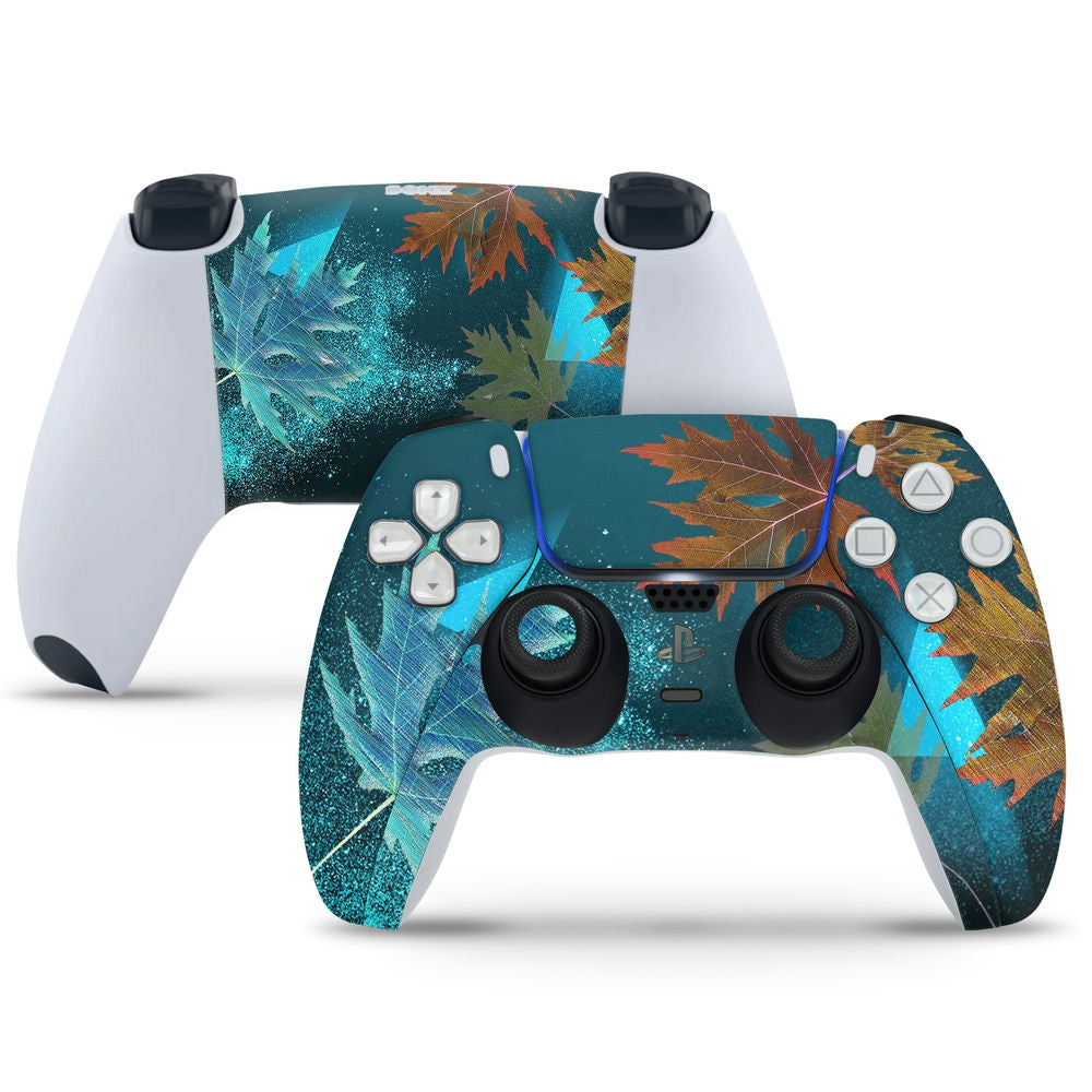 PlayStation 5 Controller Skin - Blue Brown Sparkle Leaves – SkinsLegend