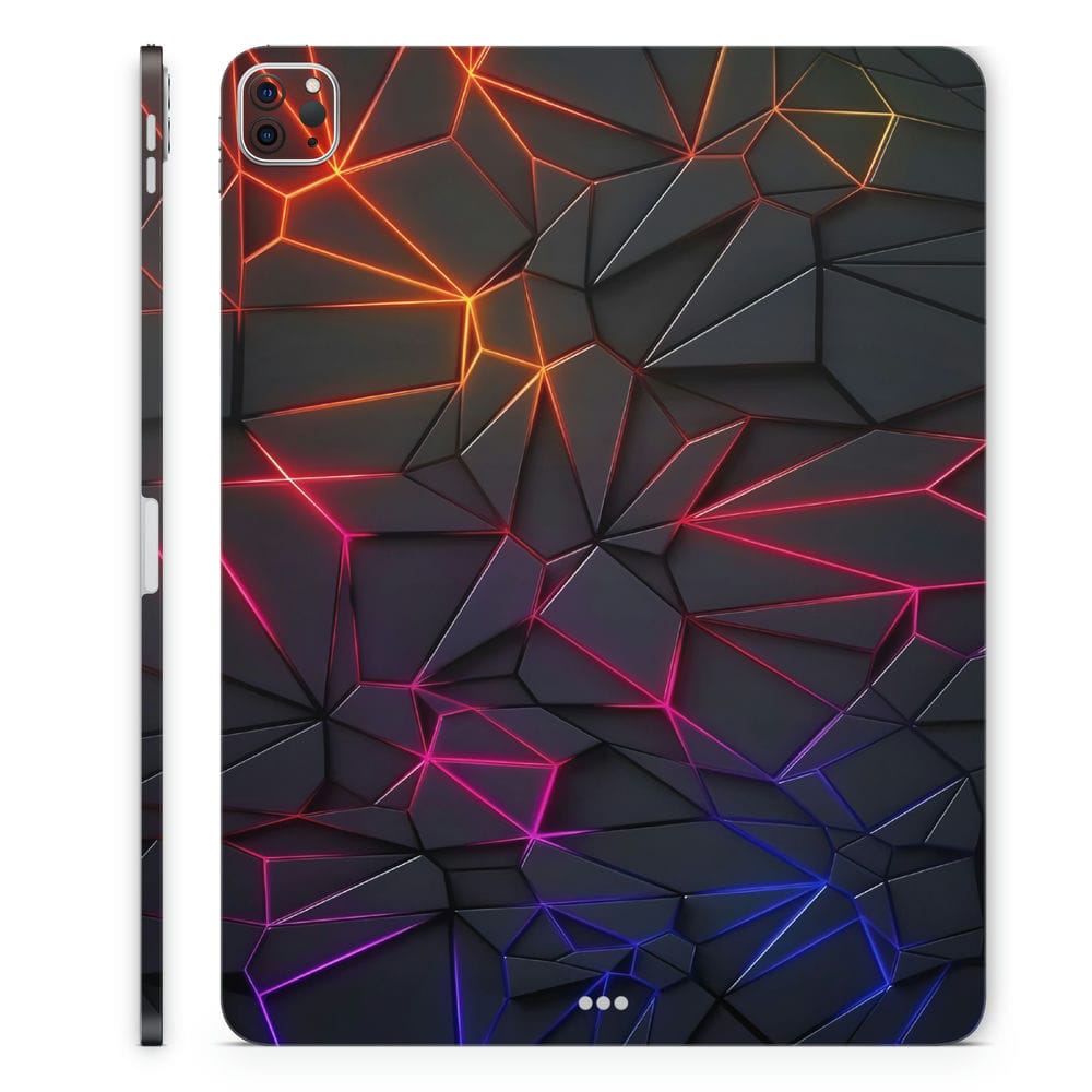 Orange Magenta Blue Neon Art on Embossed Wall Tablet Skin Wrap ...