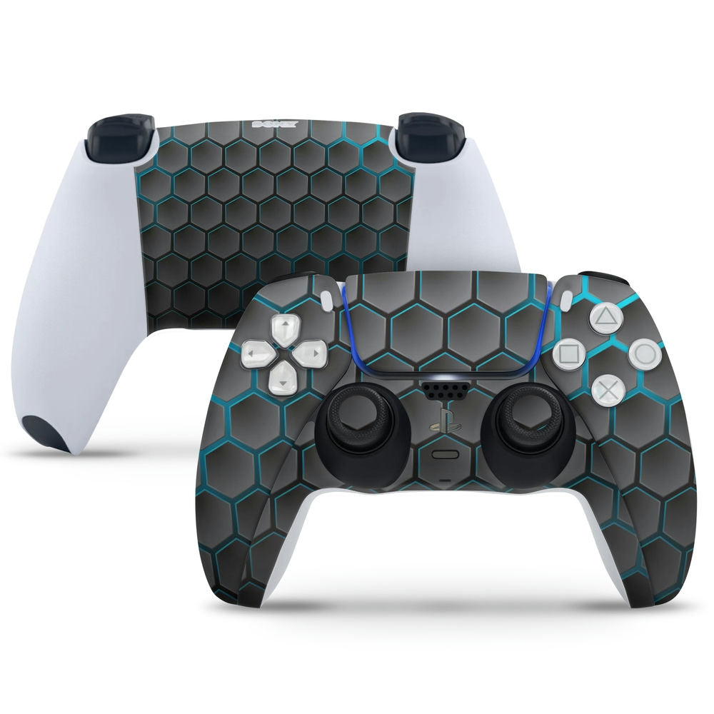 PlayStation 5 Controller Skin - Carbon Black Blue Honeycomb – SkinsLegend