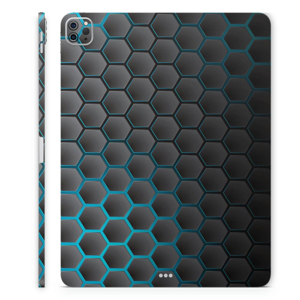 Cyan Black Hexagon Tablet Skin Wrap - Elevate Your Tablet's Look ...