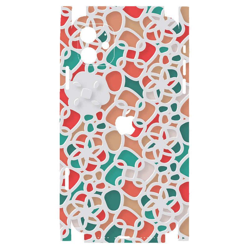 Apple iPhone Skin Wrap - White Green Orange Floral Spiral – SkinsLegend