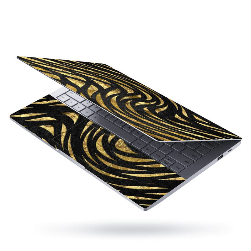 Laptop Skin - Black Highlighter Waves On Golden for 15.6 inch Laptop ...