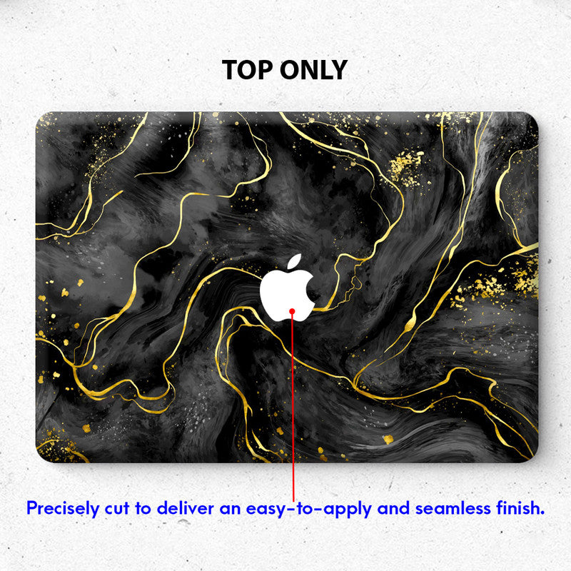 Laptop Skin for Apple MacBook - Golden Effect on Black Marble – SkinsLegend