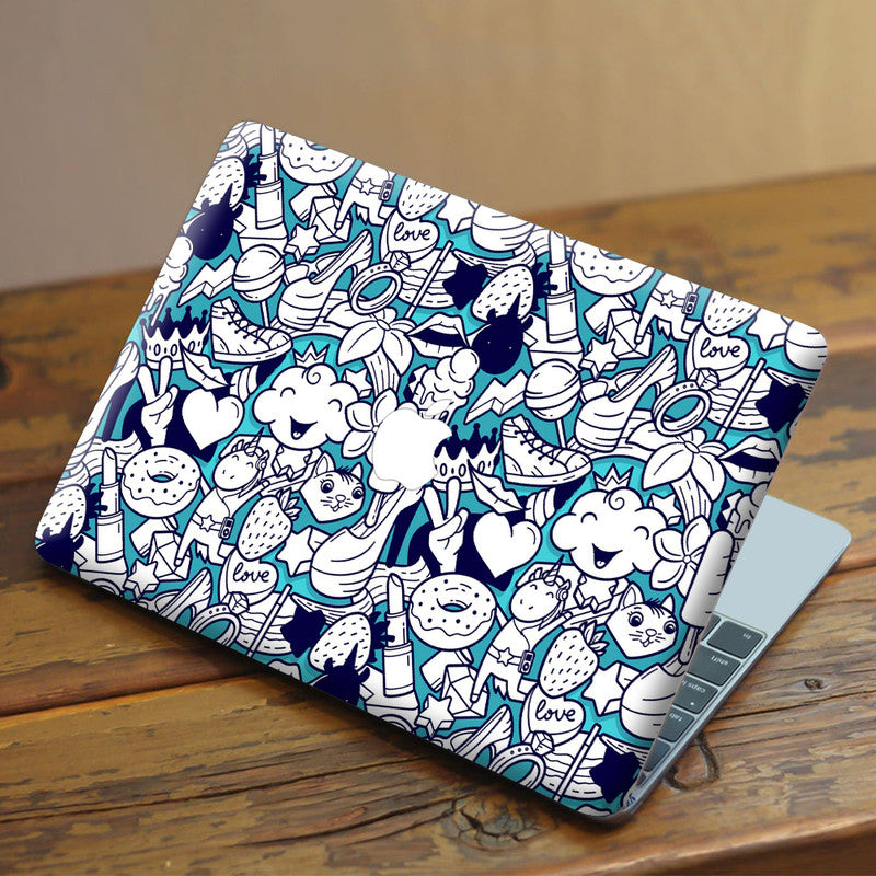 Laptop Skin for Apple MacBook - Graffiti Seamless Girlish Doodle ...