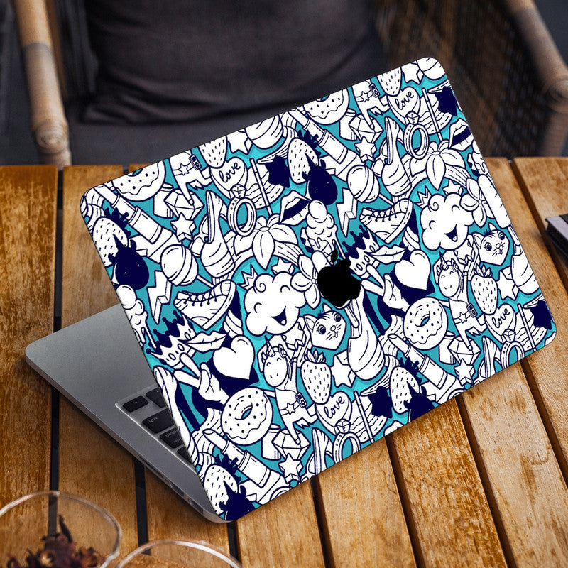 Laptop Skin for Apple MacBook - Graffiti Seamless Girlish Doodle ...